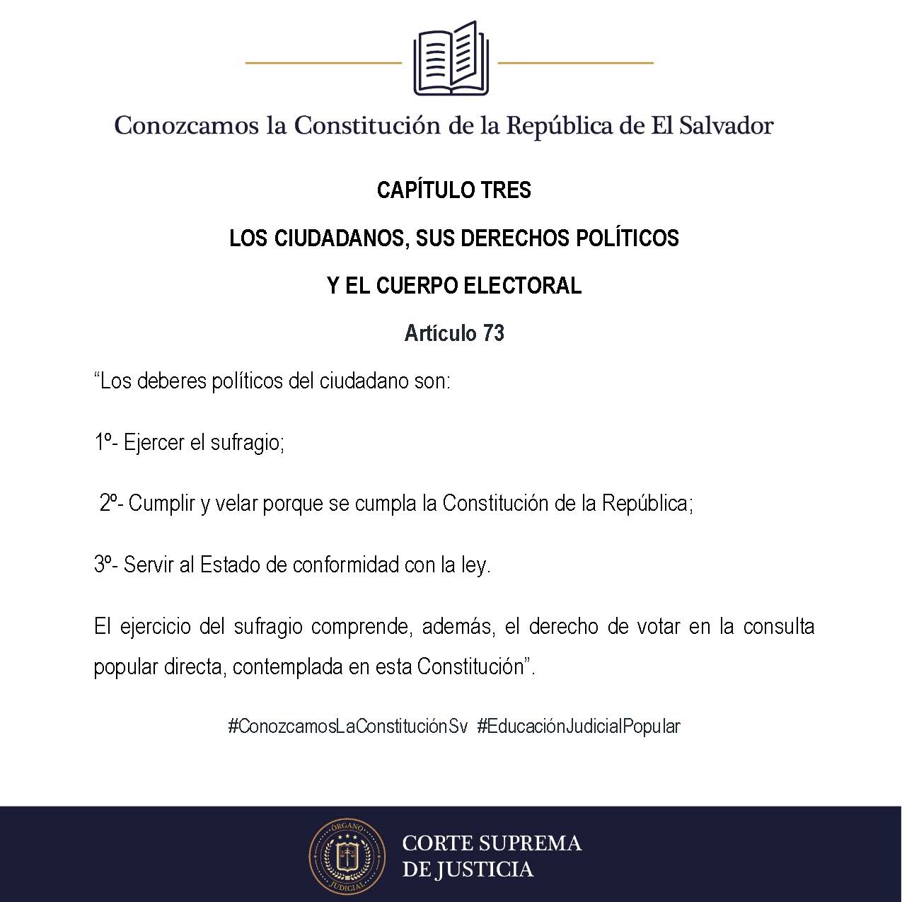 Conozcamos la Constitución de la República - Artículo - 73 - Corte ...